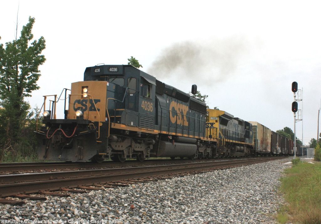 CSX 4036 and train D732